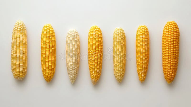 Colorful Corn at Different Stages of Growth on a White Backdrop Stock ...