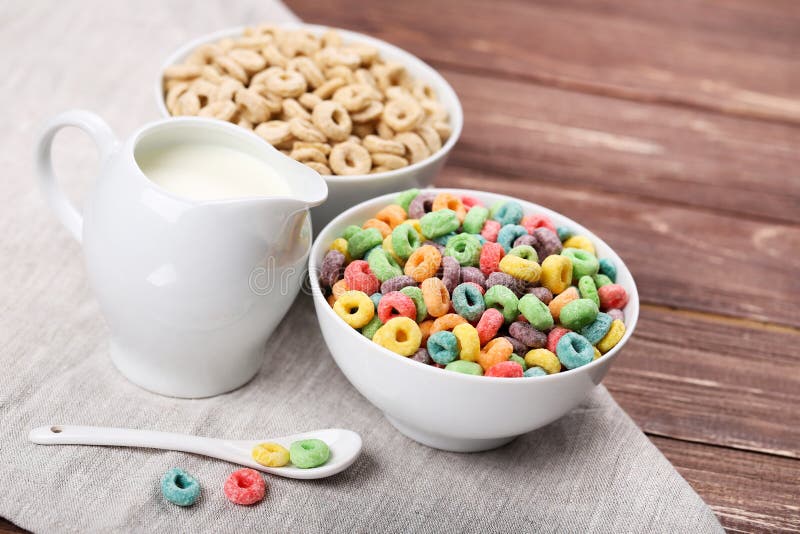 Colorful corn rings stock photo. Image of brown, muesli - 190713168