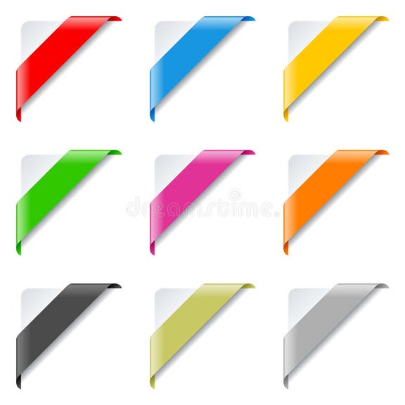 Colorful Corner Ribbons Set Stock Vector - Illustration of bookmark ...