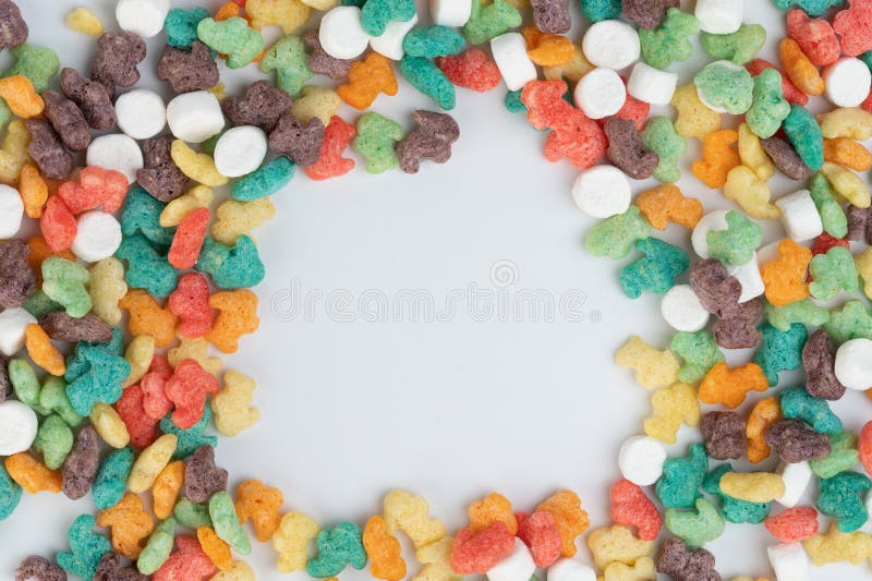Colorful Cornflakes with Marshmallow Stock Image - Image of shape ...