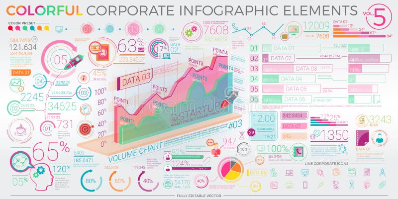 Colorful Corporate Infographic Elements Stock Vector - Illustration of ...