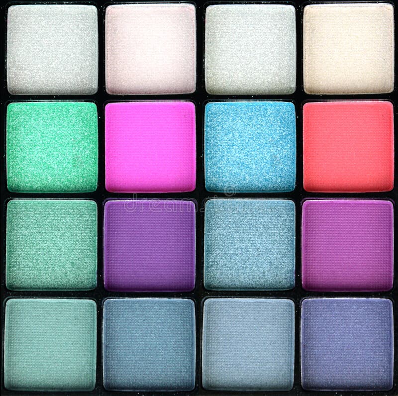 Colorful Cosmetic Eyeshadow Palette Makeup Set. Stock Image - Image of ...