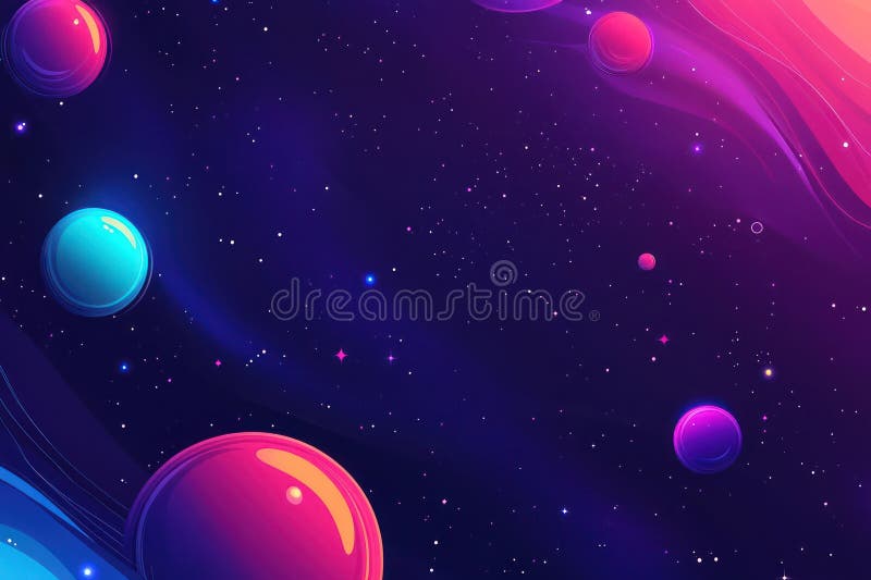 Colorful Cosmic Background with Glowing Orbs and Nebulae Stock Image ...