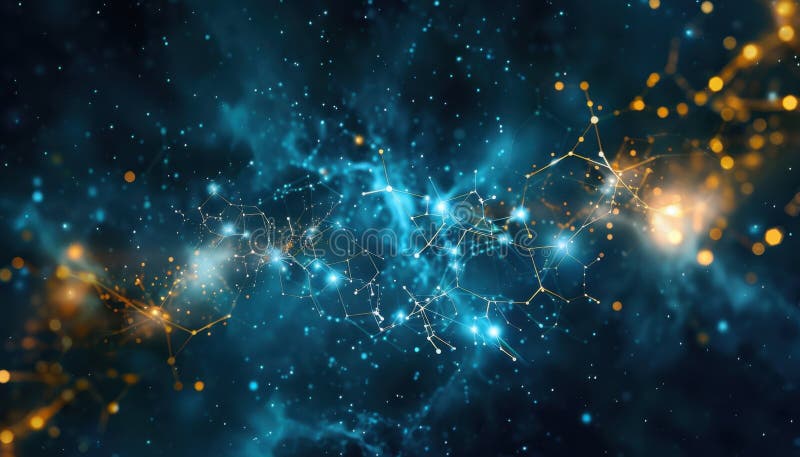 Colorful Cosmic Background with Glowing Particles and Molecular ...