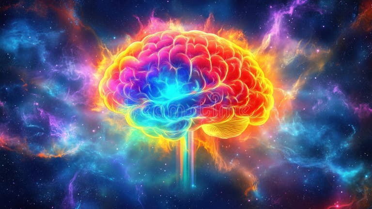 Colorful Cosmic Brain Illustration Representing Creativity and ...