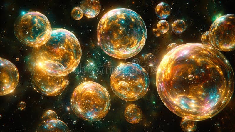Colorful Cosmic Bubbles Floating in Space: Vibrant Abstract Universe ...