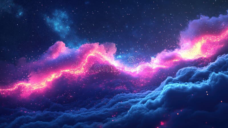 Colorful Cosmic Clouds at Night Stock Illustration - Illustration of ...