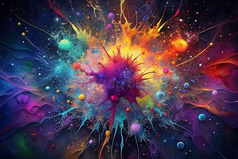 Colorful Cosmic Explosion Abstract Art Stock Illustration ...