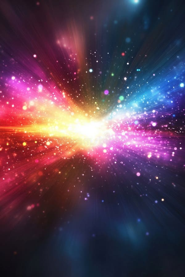 Colorful Cosmic Explosion with Vibrant Light Rays and Sparkling ...