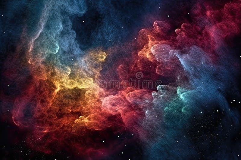 Colorful Cosmic Nebula in Space Distant Galaxy, Star Filled Background ...