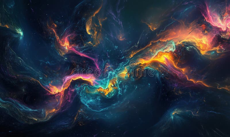 Colorful Cosmic Nebula with Swirling Patterns and Vibrant Hues in Deep ...
