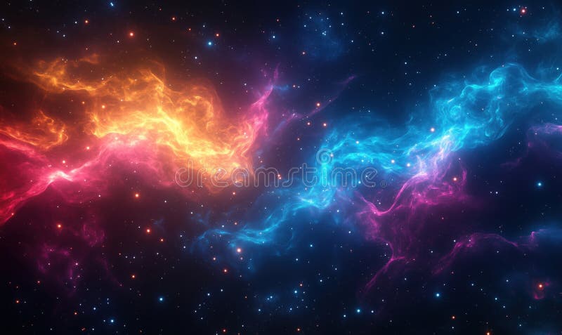 Colorful Cosmic Nebula with Vibrant Orange and Blue Hues in Deep Space ...