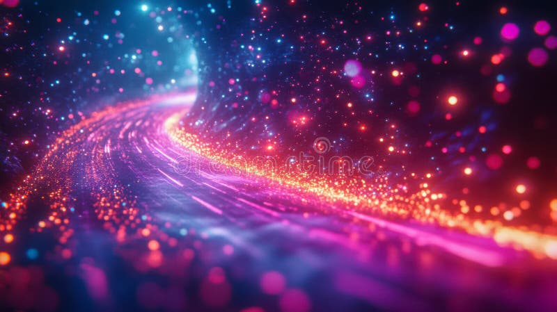 Colorful Cosmic Nebulae with Swirling Lights and Stars in Deep Space ...