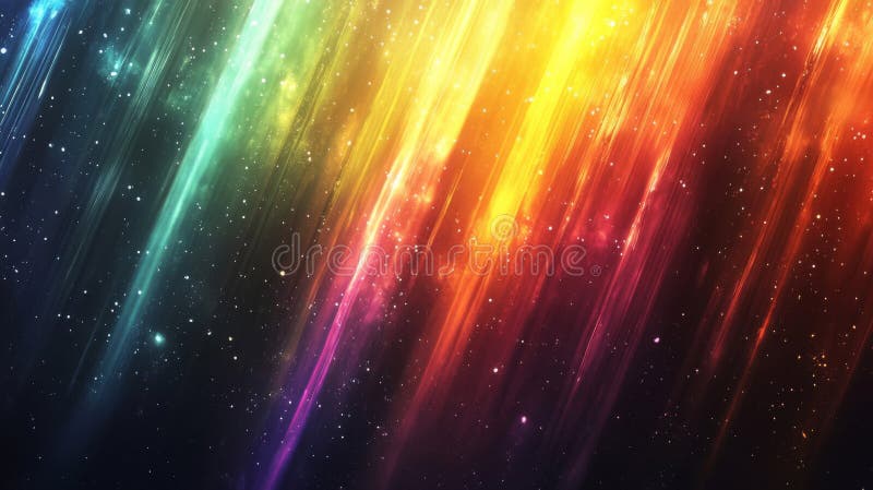 Colorful Cosmic Rays Across Starry Night Sky Stock Illustration ...