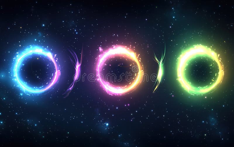 Colorful Cosmic Rings in a Starry Background Create a Mesmerizing ...