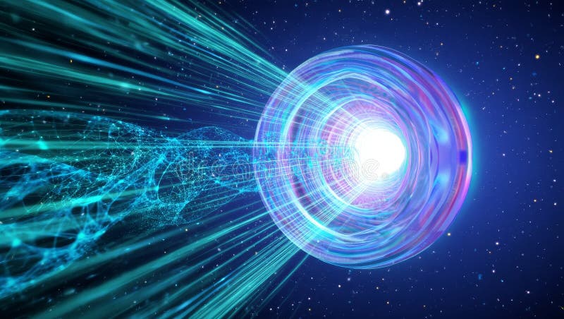 Colorful Cosmic Vortex with Light Beams in Deep Space Stock Image ...