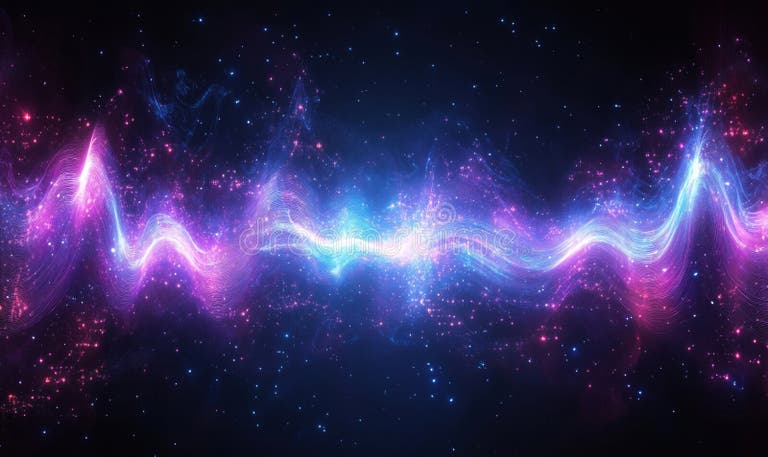 Colorful Cosmic Wave Pattern with Glowing Stars and Nebulae in Deep ...
