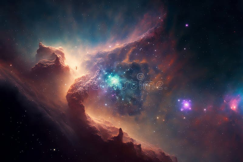 Colorful Cosmos Full of Stars and Piercing Light. Background with ...