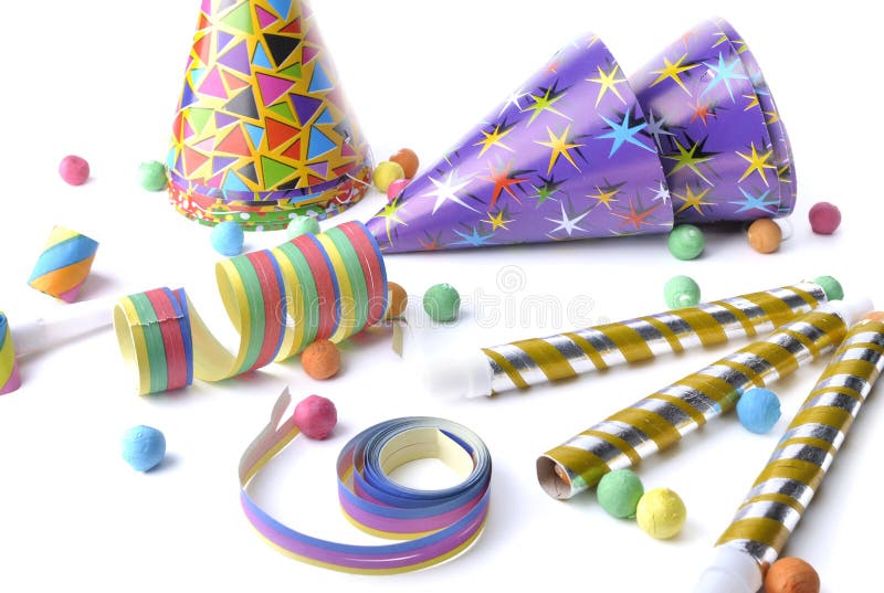 Colorful Cotillons on White Background Stock Image - Image of event ...