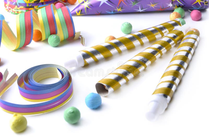 Colorful Cotillons On White Background Stock Image - Image of event ...