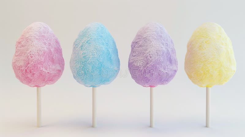 Colorful Cotton Candy on Stick on a White Background. Generative AI ...
