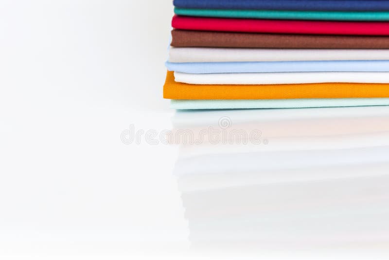 Colorful Cotton Fabric Stack on White Background Stock Image - Image of ...