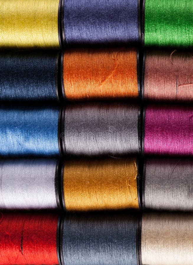 Colorful Cotton Reels Viewed from Above Stock Photo - Image of fixing ...