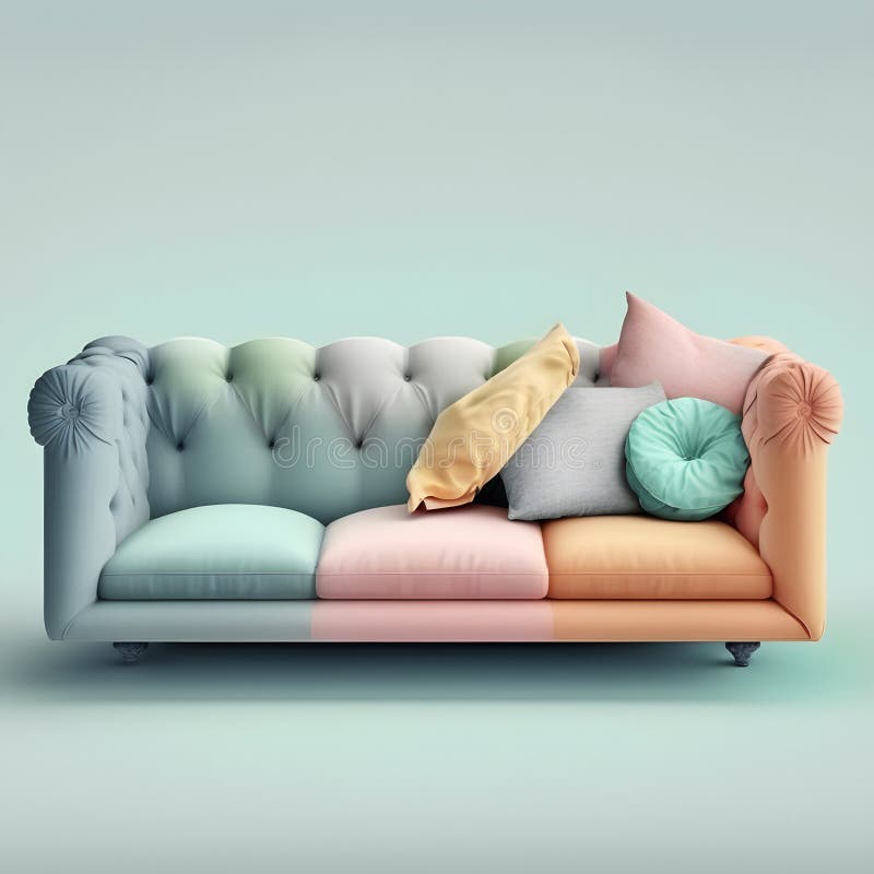 Colorful Couch with Pillows Stock Image - Image of decorative, bright ...
