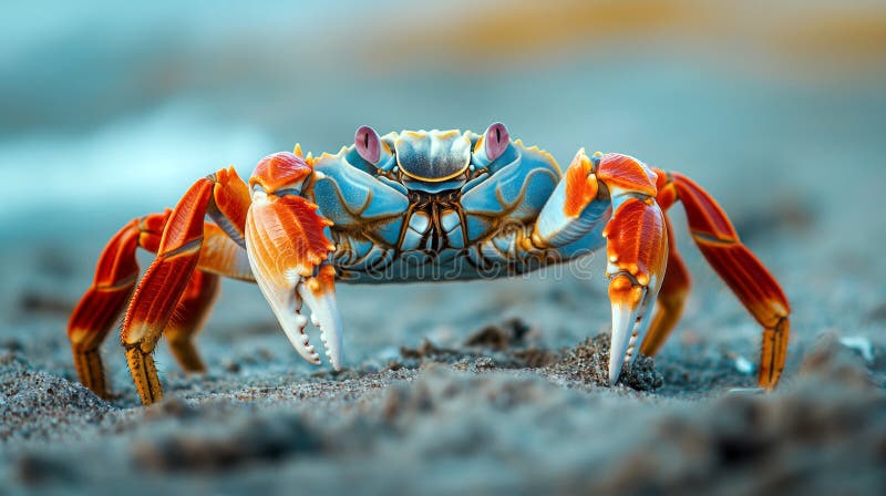 Colorful Crab Walking on Sandy Beach at Sunset Revealing Vibrant ...