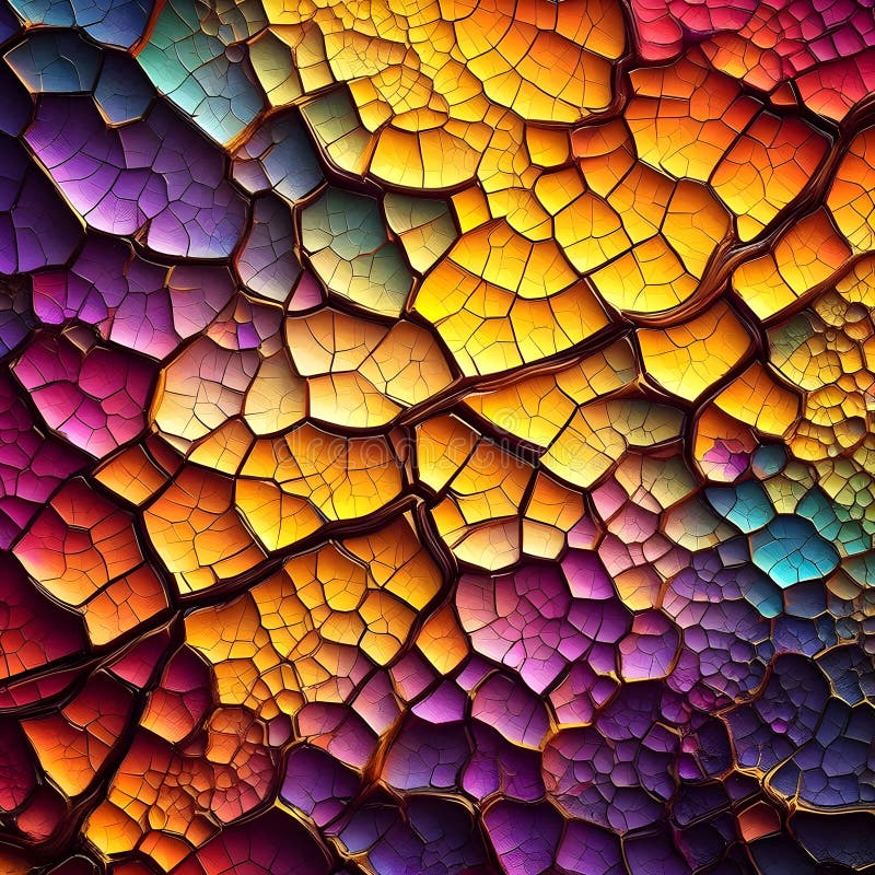 Colorful Cracked Surface Forming an Abstract Mosaic Pattern Stock ...