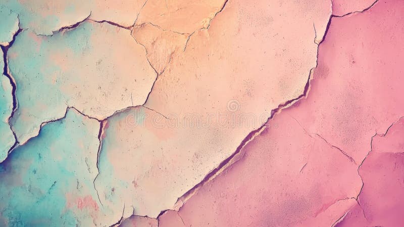 Colorful Cracked Wall Texture Showing Layers of Pastel Paint Creating ...