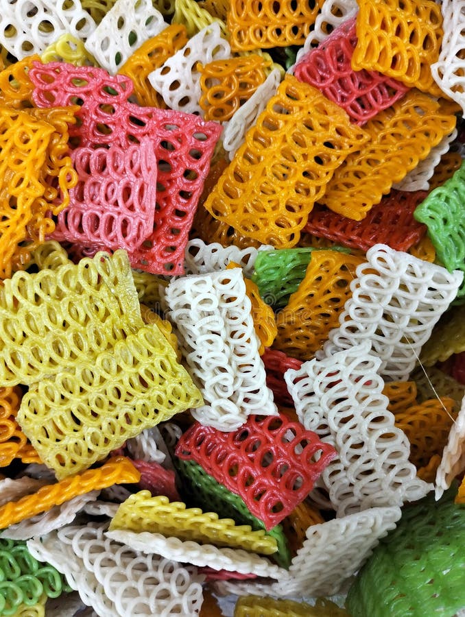 Colorful Crackers that are Still Raw Ready To Be Fried. Stock Image ...