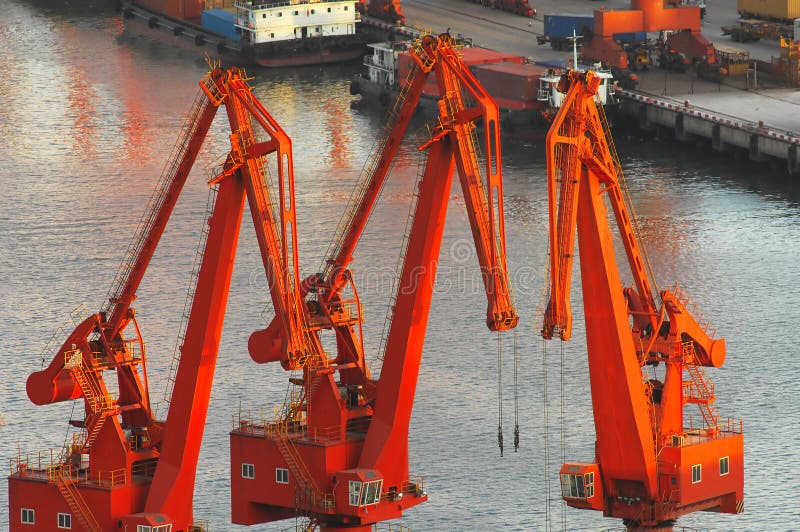 Colorful cranes stock image. Image of hull, industrial - 6020285