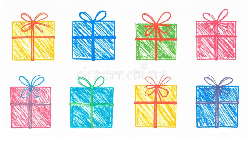 Colorful Crayon Gift Boxes Illustration Stock Illustration ...