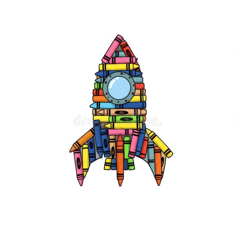 Colorful Crayon Rocket Ship Illustration Stock Illustration ...