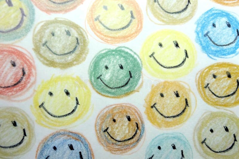 Colorful Crayon Smiley Faces Pattern Stock Illustration - Illustration ...