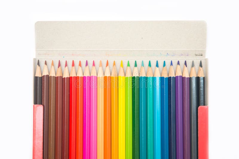 Colorful of Crayon Wood in Paper Box Stock Image - Image of group ...
