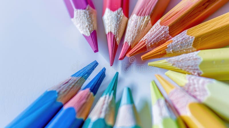 Colorful Crayons Arranged in a Mesmerizing Circular Pattern, Each ...