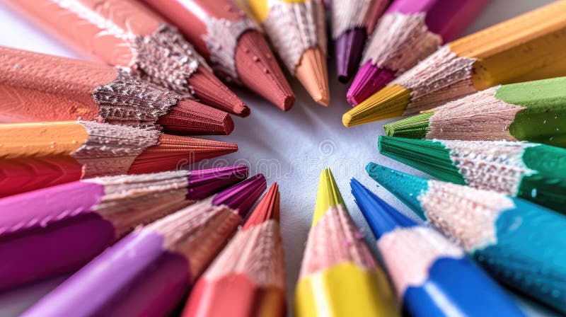 Colorful Crayons Arranged in a Mesmerizing Circular Pattern, Each ...