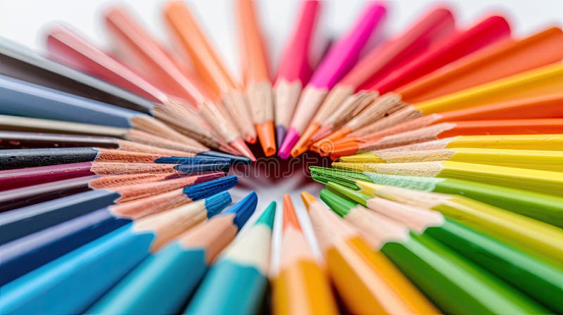 Colorful Crayons Arranged in a Mesmerizing Circular Pattern, Each ...
