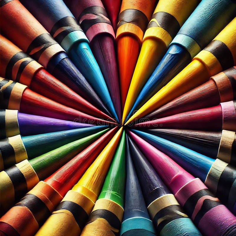 Colorful Crayons Arranged in the Shape of an Intricate Circle ...