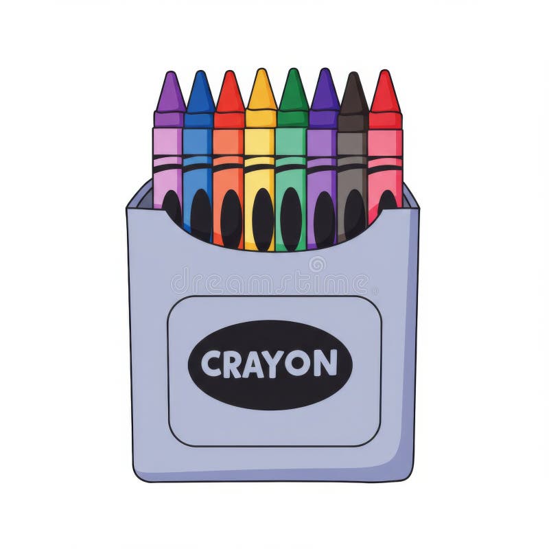 Colorful Crayons in a Gray Box Stock Illustration - Illustration of ...