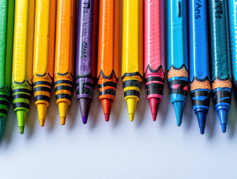 Colorful Crayons Lined Up Neatly Stock Image - Image of coloring ...