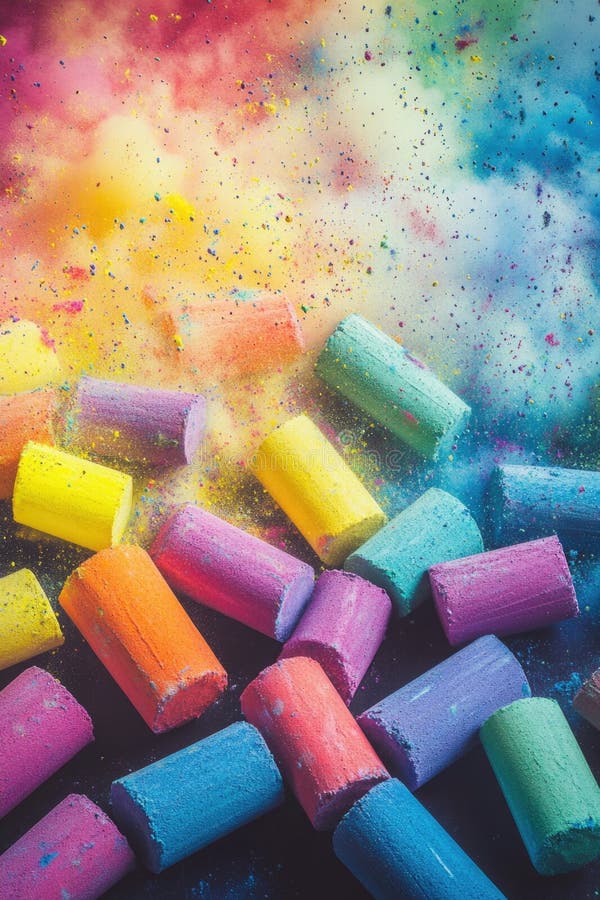 Colorful Crayons in Rainbow Explosion Stock Photo - Image of creativity ...
