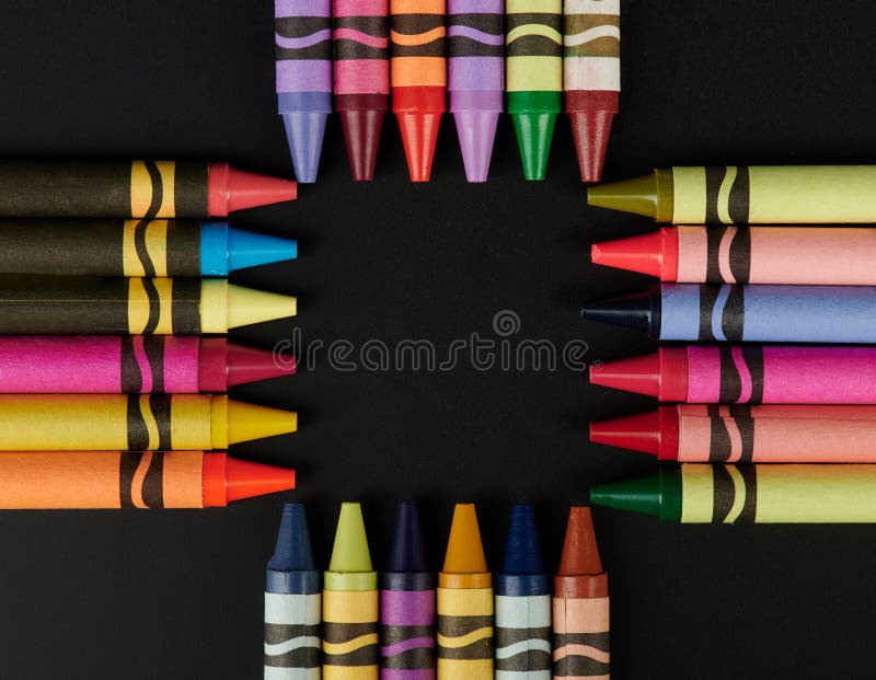 Colorful Crayons in Square Shape Stock Photo - Image of collection ...