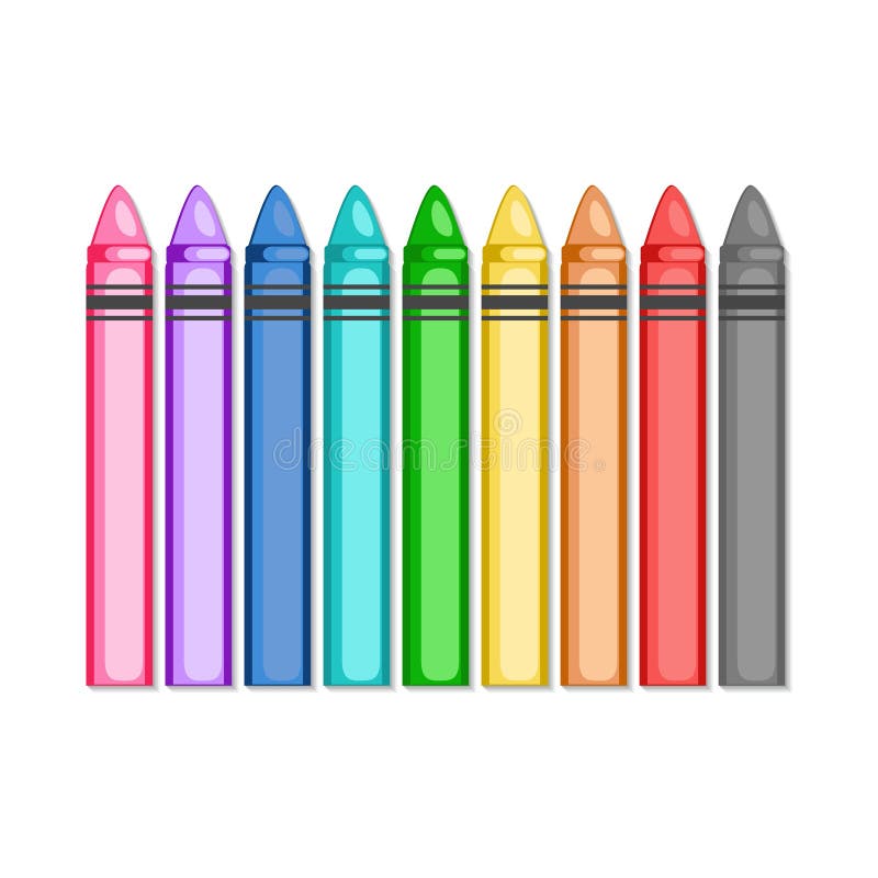 Colorful Crayons on White Background Stock Illustration - Illustration ...
