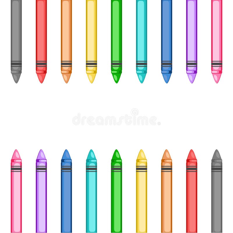 Colorful Crayons on White Background Stock Illustration - Illustration ...