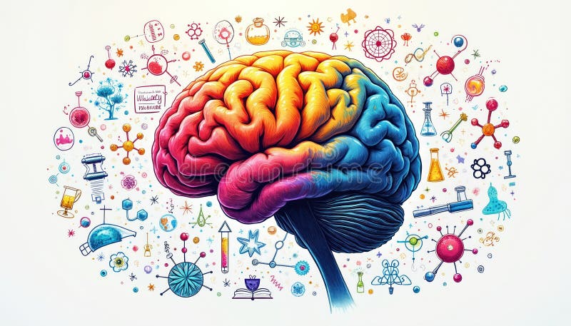 Colorful Creative Analytical Brain with Science, Research Elements ...