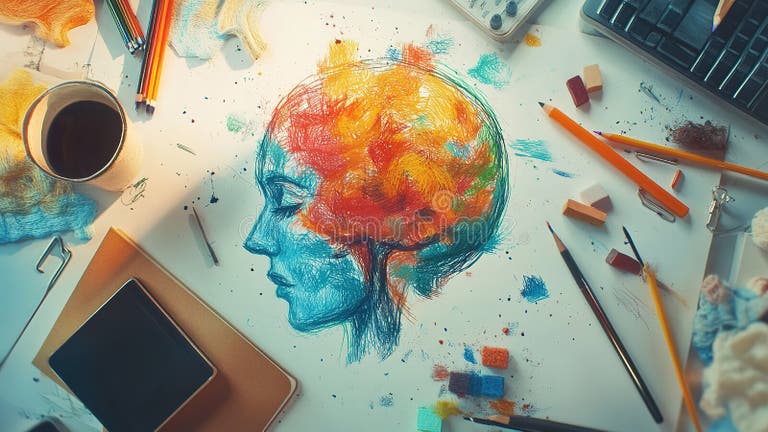 Colorful Creative Brain Mind Idea Sketch Background Stock Illustration ...