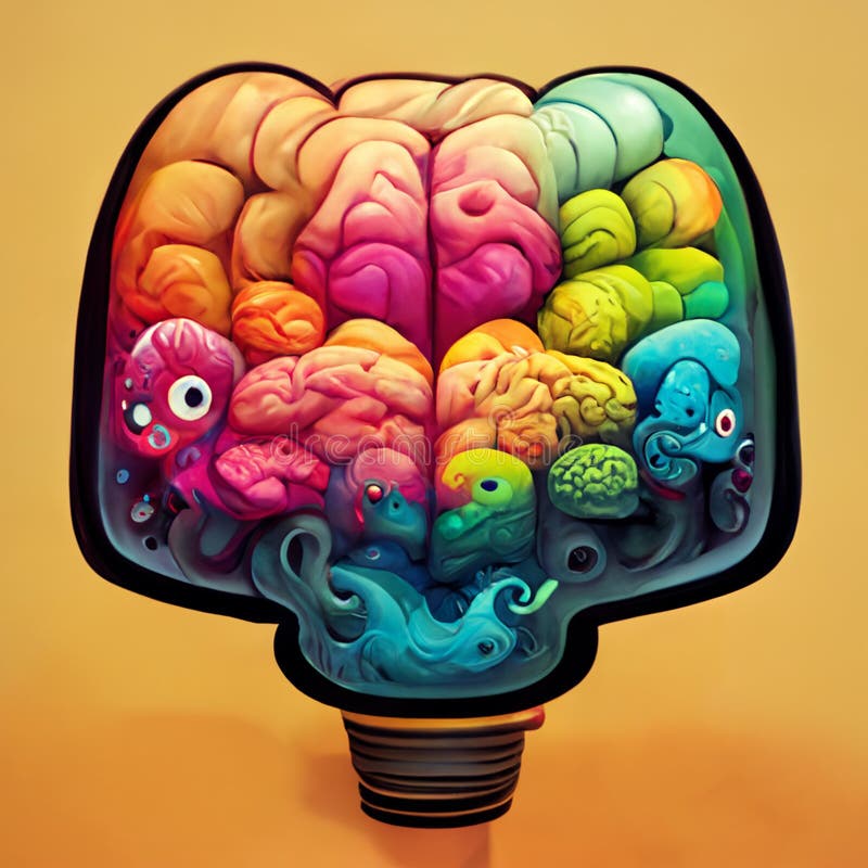Colorful Creative Human Brain. Cartoon Style Stock Illustration ...